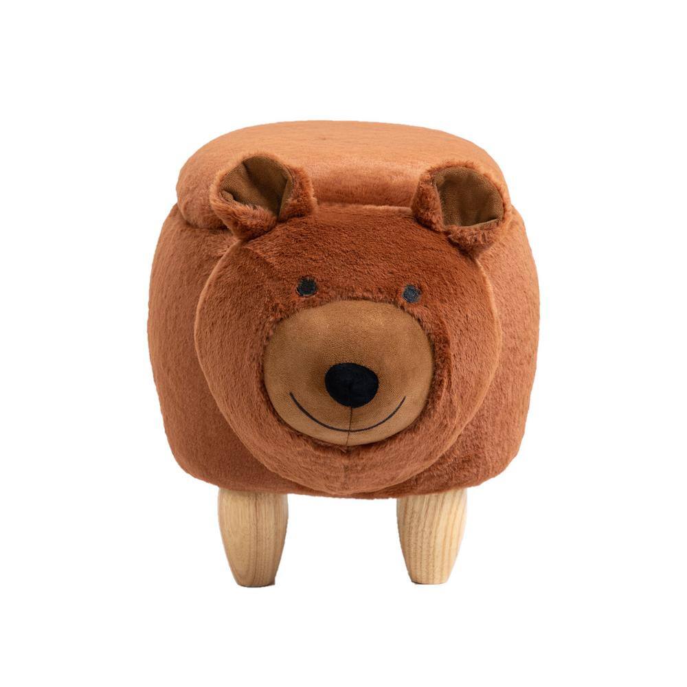 Home 2 Office Brown Bear Animal Storage Kids Polyester Ottoman with ...