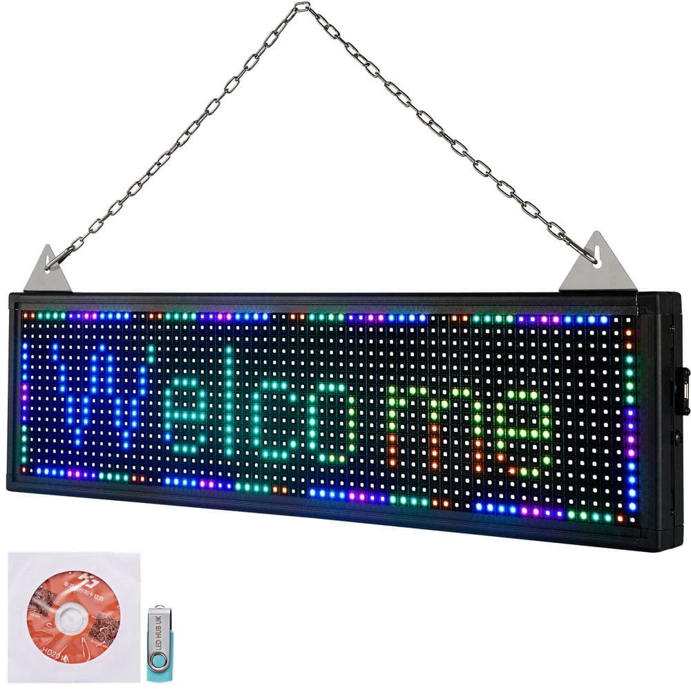 VEVOR LED Scrolling Sign 27 in. x 8 in. WiFi and USB Control Full Color ...