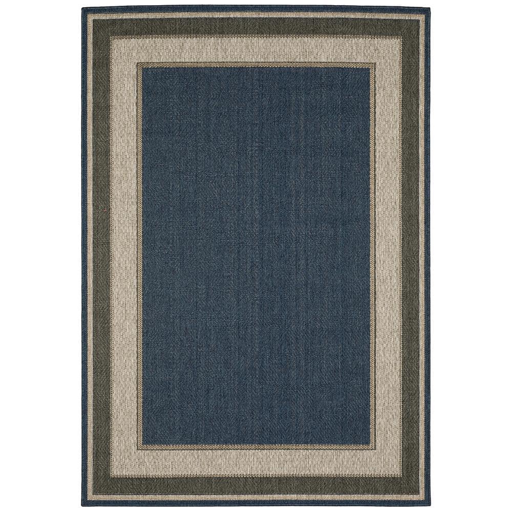 StyleWell Jasper Blue Doormat 2 ft. x 3 ft. Border Indoor/Outdoor Patio ...