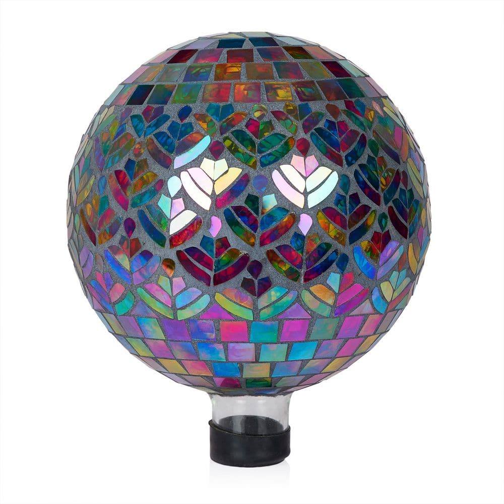 Alpine Corporation 10 in. Dia Glass Mosaic Peacock Gazing Ball GBT118 ...