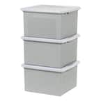 IRIS 37 qt. Gray Snap Tight Plastic Letter and Legal File Organizer Box ...