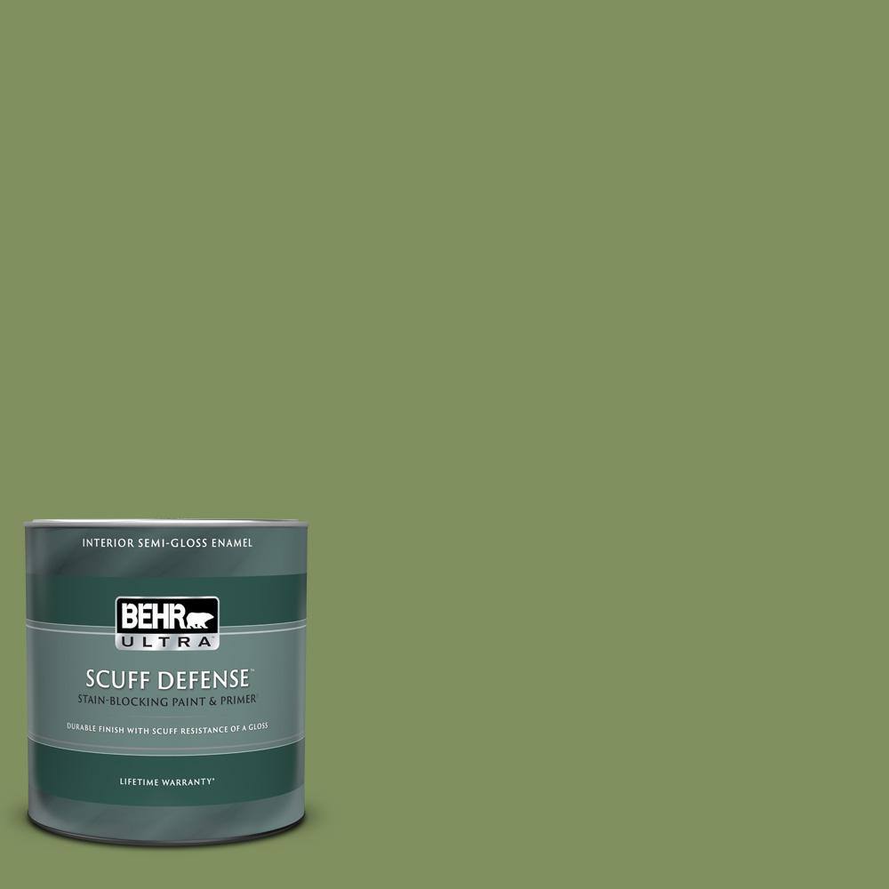 BEHR ULTRA 1 qt. #PPU10-03 Green Energy Extra Durable Semi-Gloss Enamel ...