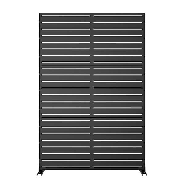 Lirago 72 in. x 47 in. Black Privacy Screen Galvanized Freestanding ...