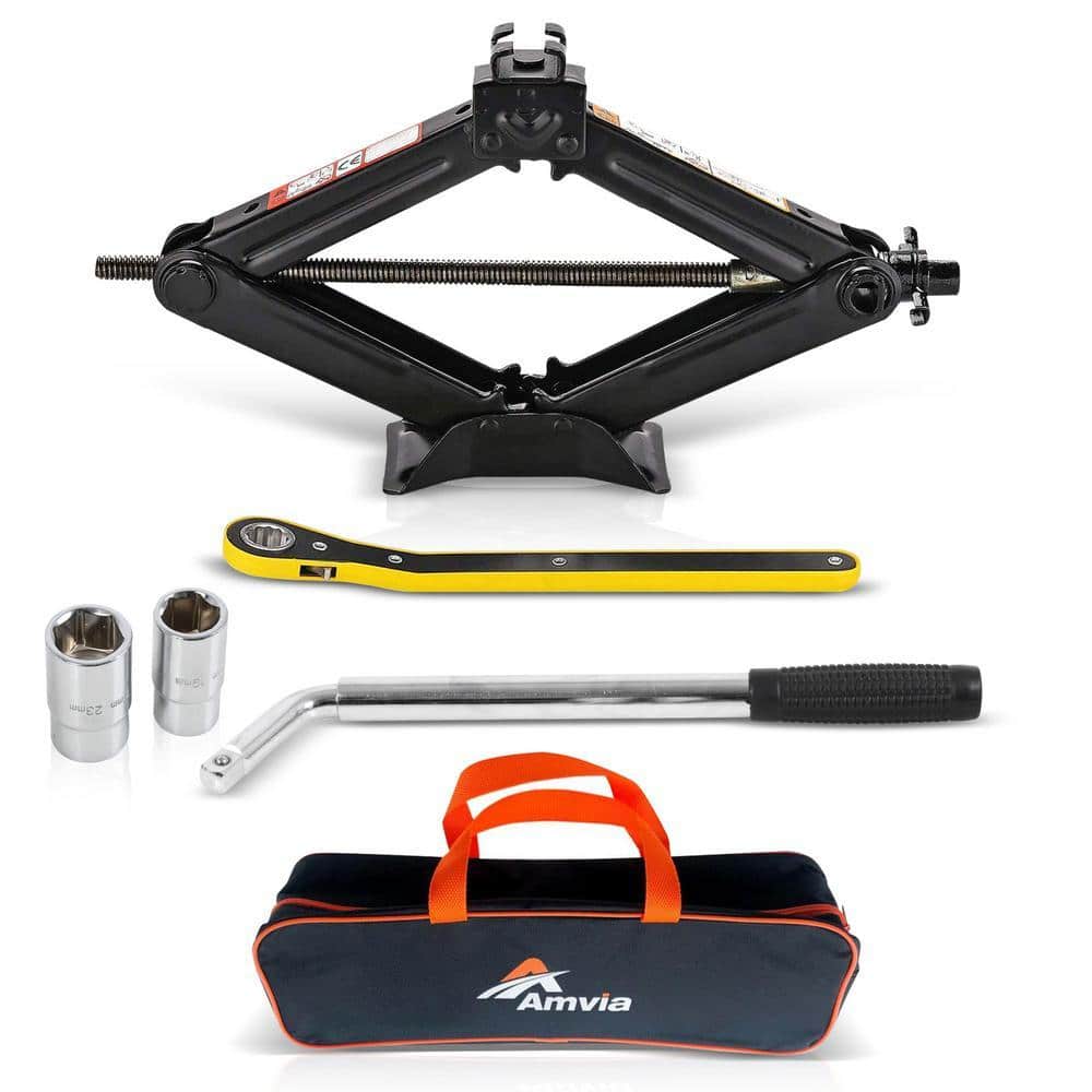 Angel Sar 6600 lbs. 17.3 in. Portable Car Emergency Scissor Jack, Heavy ...