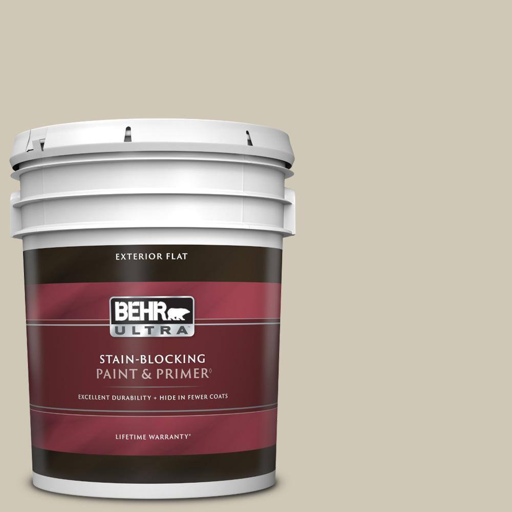 BEHR ULTRA 5 gal. #PPU8-16 Coliseum Marble Flat Exterior Paint & Primer ...