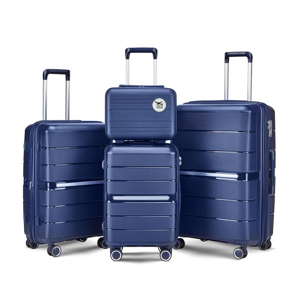 OLUMAT 4-Piece Navy Blue Security and Convenience Luggage Set FO-LS-004 - The Home Depot