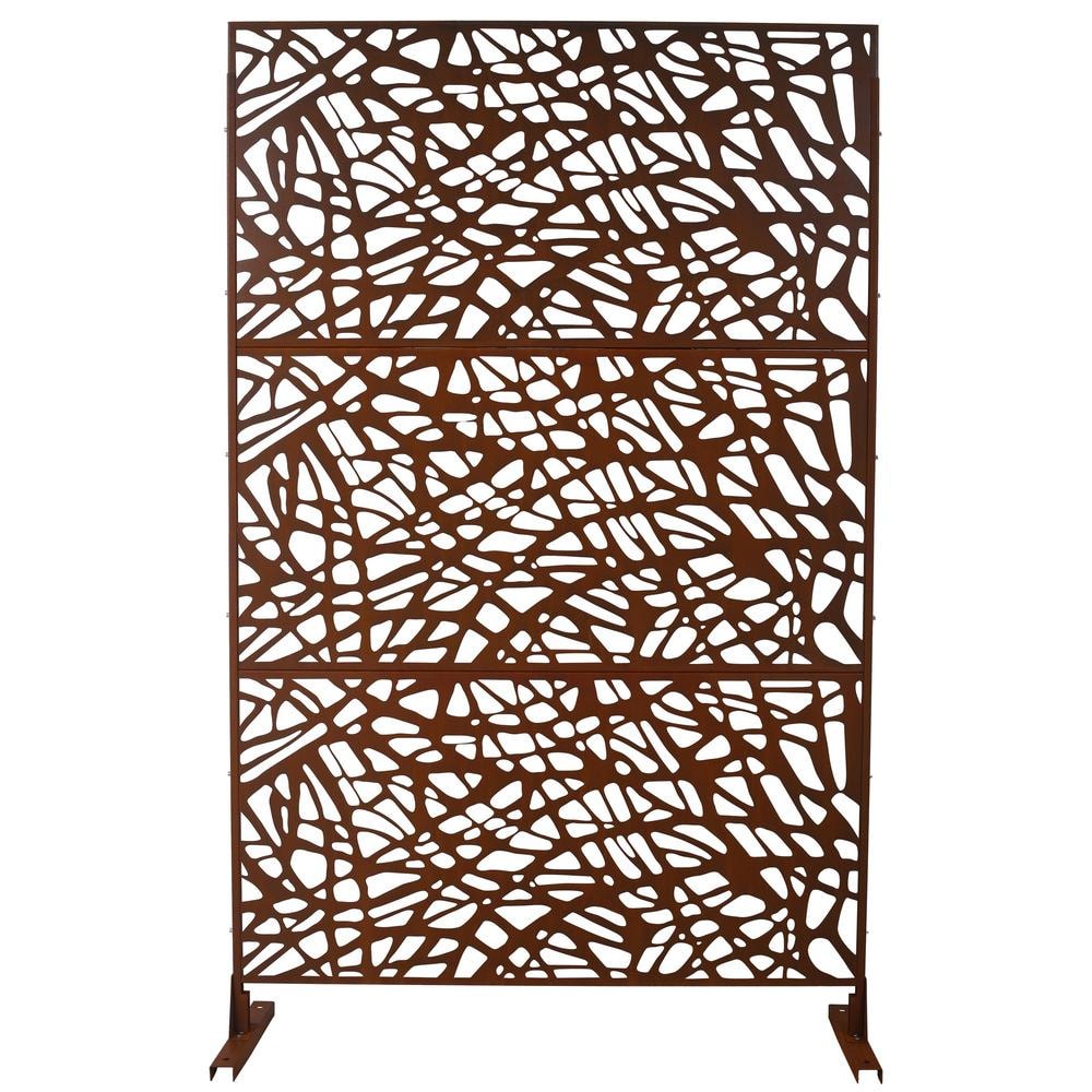 Staykiwi 76 in. H Rust Red Steel Garden Fence Freestanding Decorative ...