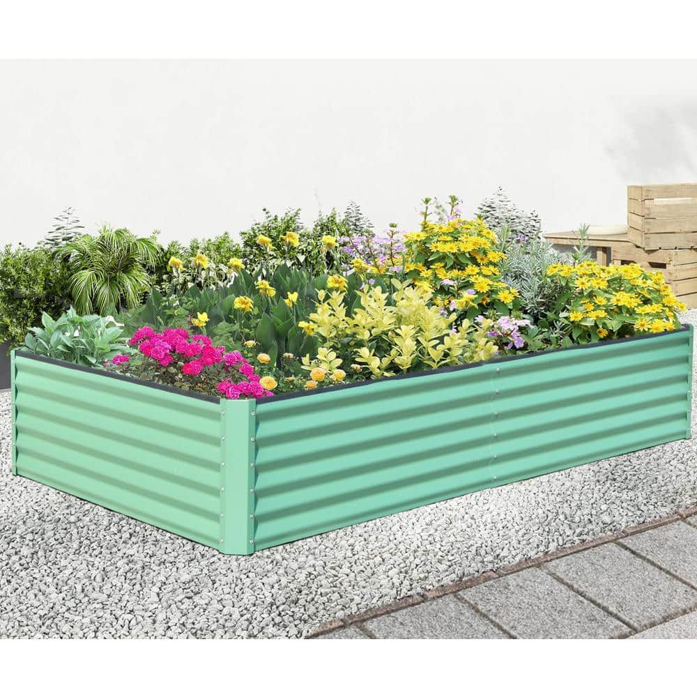 8 ft. x 4 ft. Galvanized Steel Raised Garden Bed, Planter Box w/Open ...