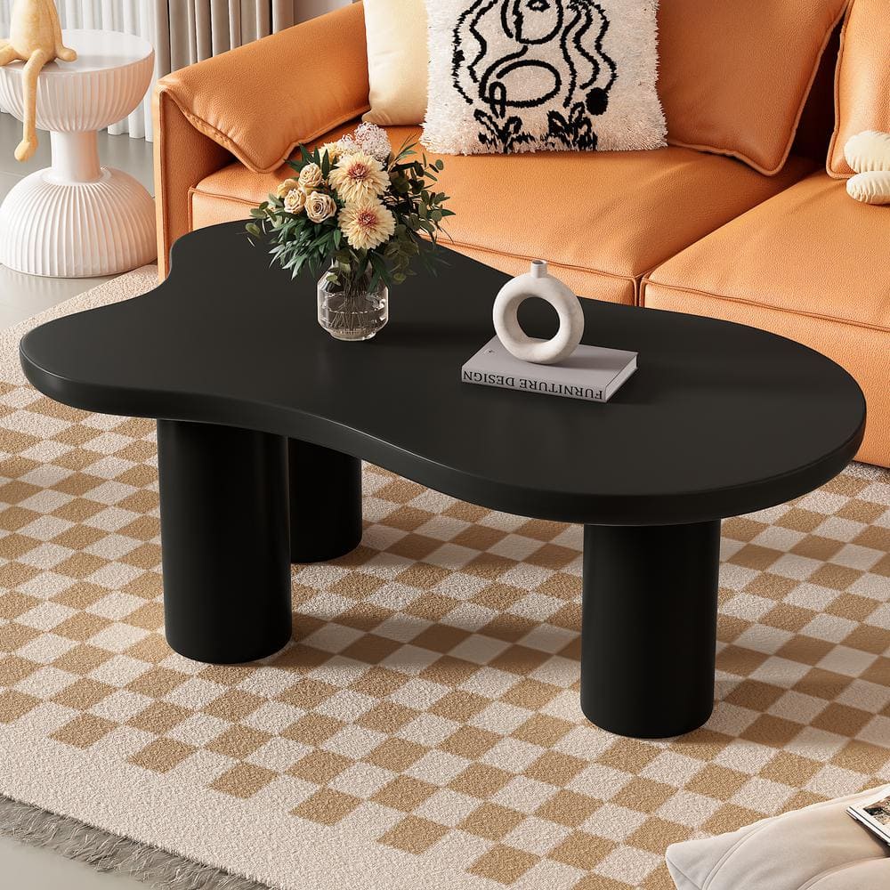 Harper & Bright Designs 44 in. Black Specialty MDF Coffee Table with 3 ...