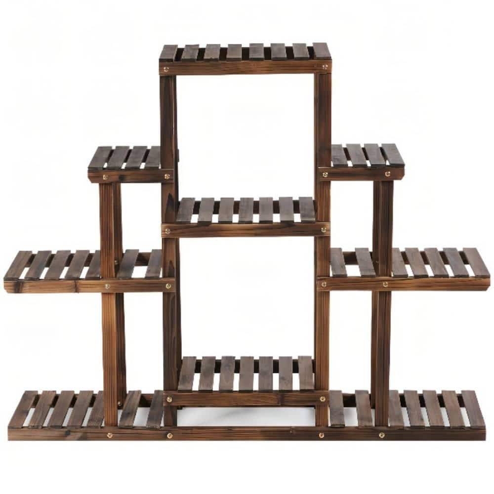 Alpulon 6-Tier Wood Outdoor Plant Stand Plant Display Rack ...