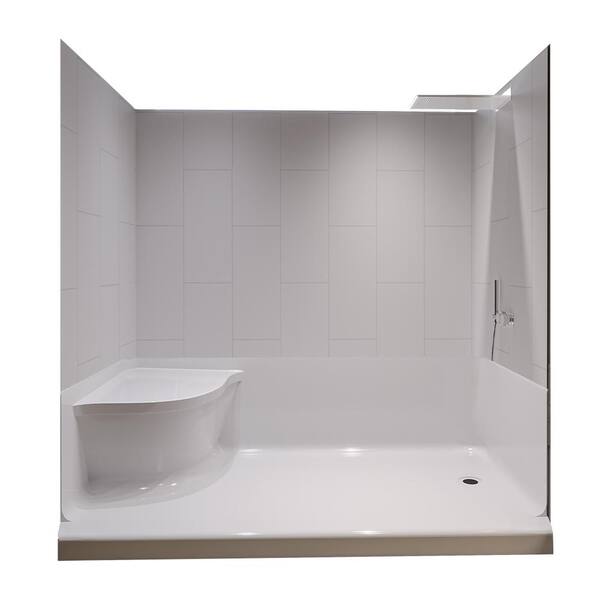 NuVo Winter White-Tetherow 60-in x 32-in x 83-in Base/Wall/Door Seated ...