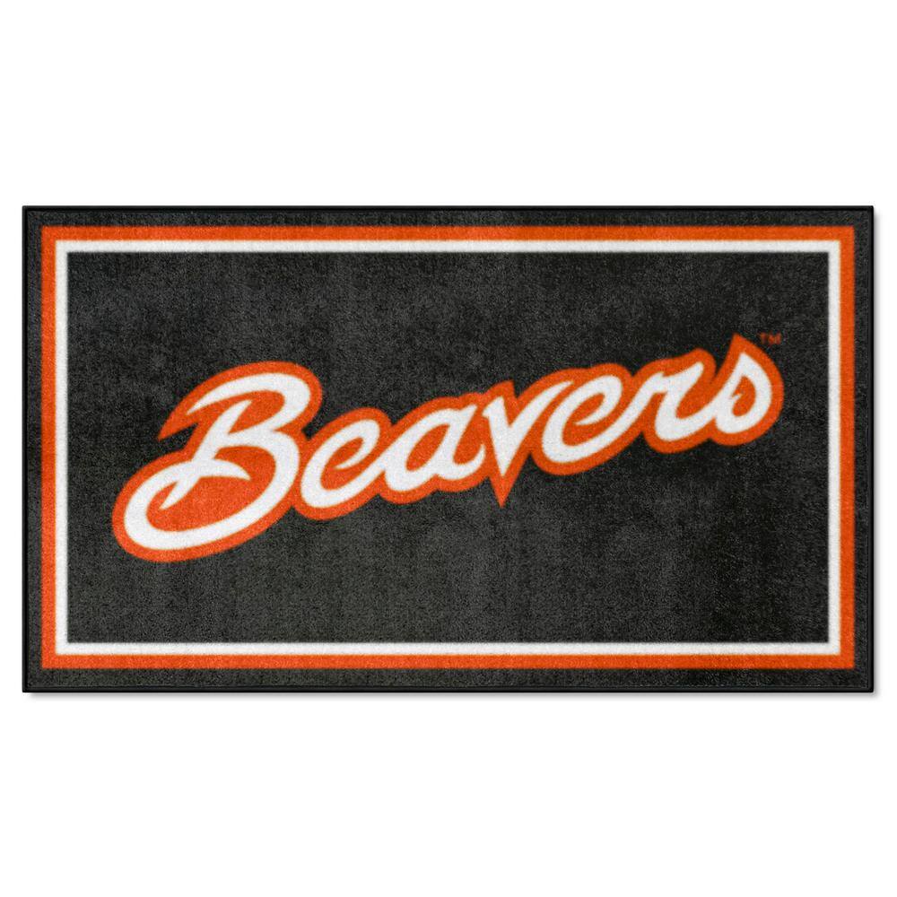 FANMATS Oregon State Beavers Black 3 ft. x 5 ft. Plush Area Rug 36488 ...
