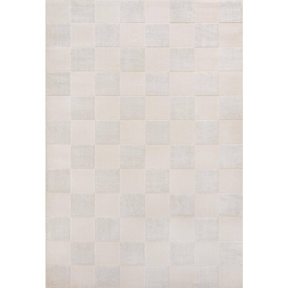 JONATHAN Y Thea Modern Geometric Checkerboard High-Low White/Cream 8 ft ...