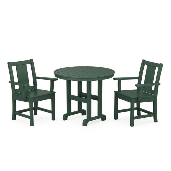 POLYWOOD Prairie Green 3-Piece Plastic Farmhouse Outdoor Bistro Set ...