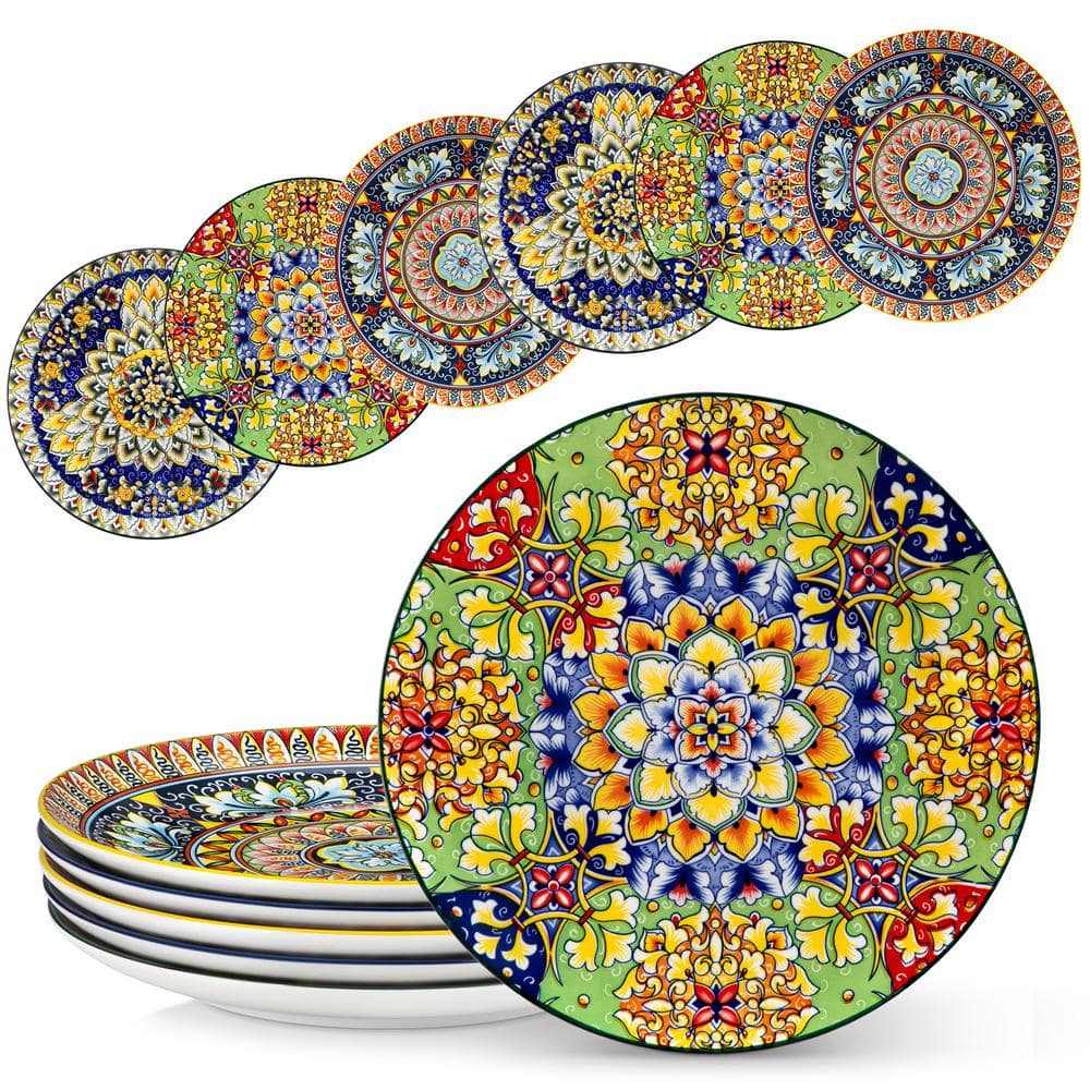 MALACASA Colorful Dinner Plate Set of 6 Porcelain Dinnerware Set ...
