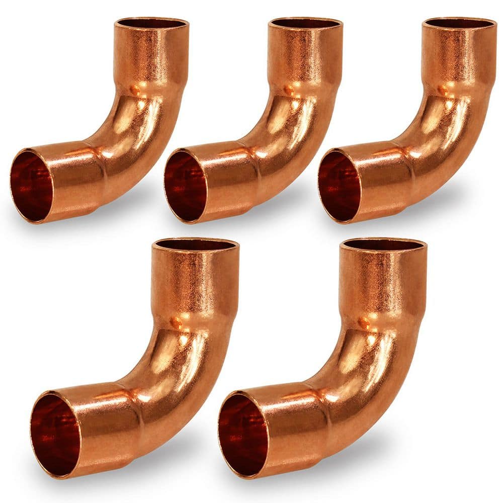 PLUMBFLEX 3/8 in. Copper C x C Long Radius 90-Degree Elbow Fitting with 2-Solder Cups (5-Pack ...