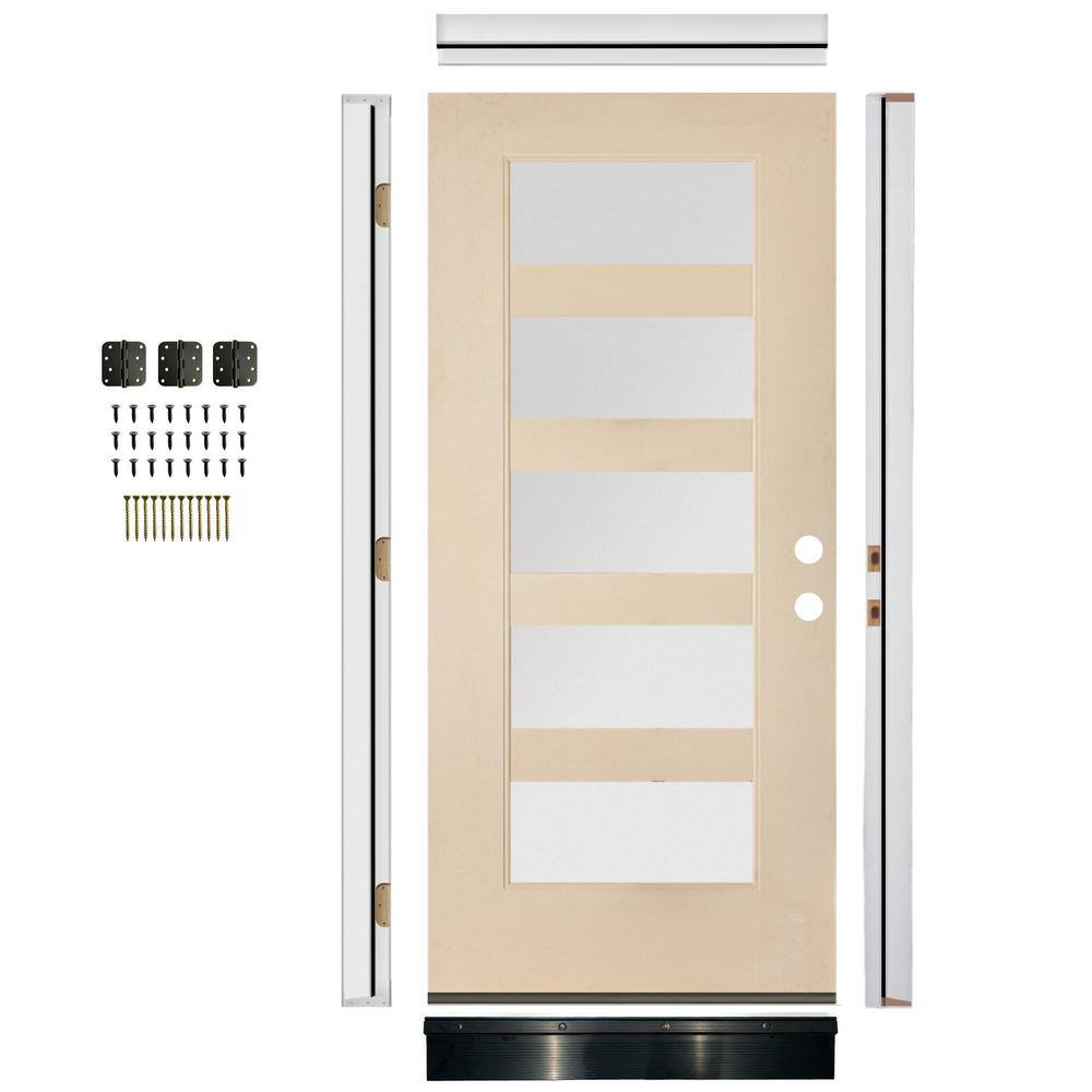 Krosswood Doors DIY RTA Kit 36in.x80in. ASCEND Modern 5 Lite Frosted ...