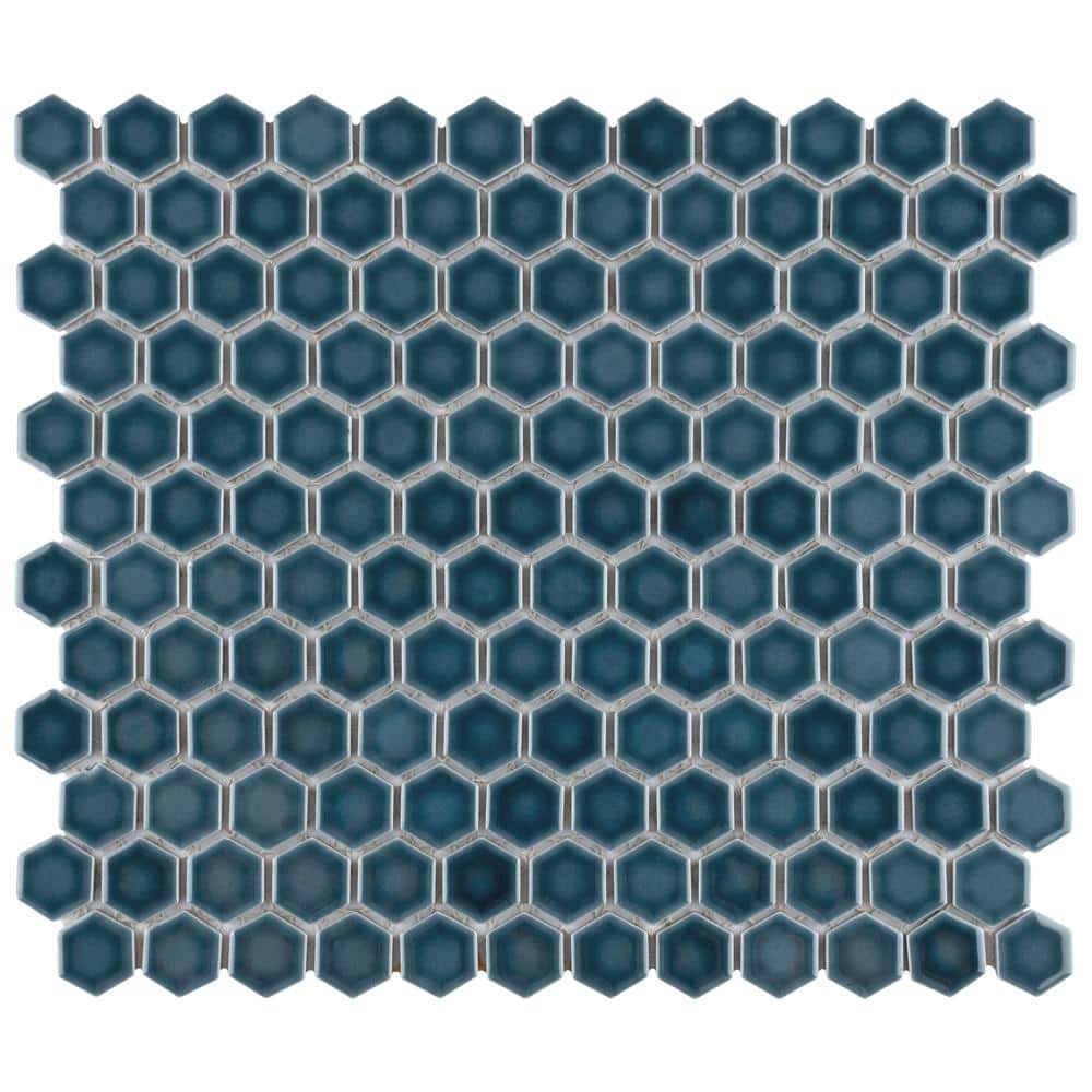 Merola Tile Tribeca 1 in. Hex Glacier Blue 6 in. x 6 in. Porcelain ...