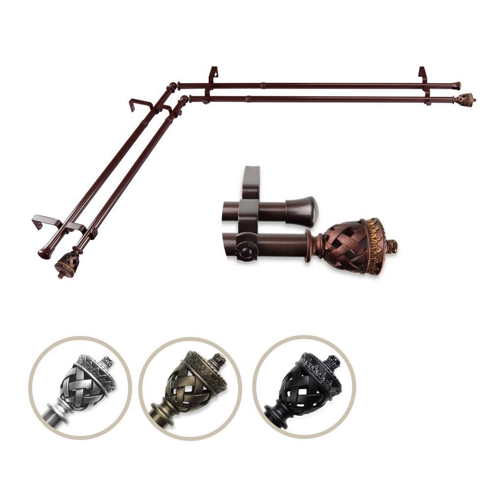 Rod Desyne 13/16" Dia Adjustable 28" to 48" Double Corner Window ...
