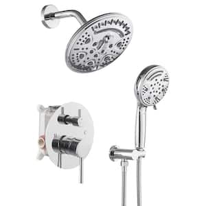 BWE Single Handle 2-Spray Round Rain Shower Faucet Set 1.8 GPM with ...