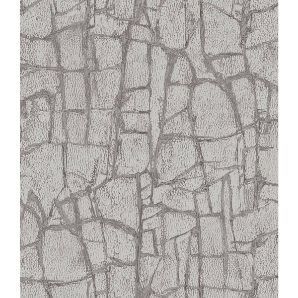 Seabrook Designs 56 sq. ft. Metallic Ash Grey Crackle Paper Unpasted ...