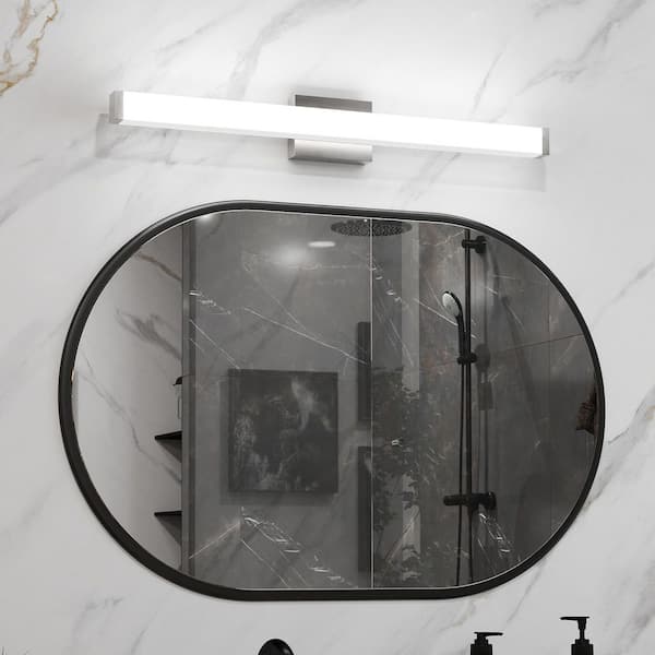 Lasaideal 33 in. Integrated LED Brushed Nickel Bathroom Vanity Light ...