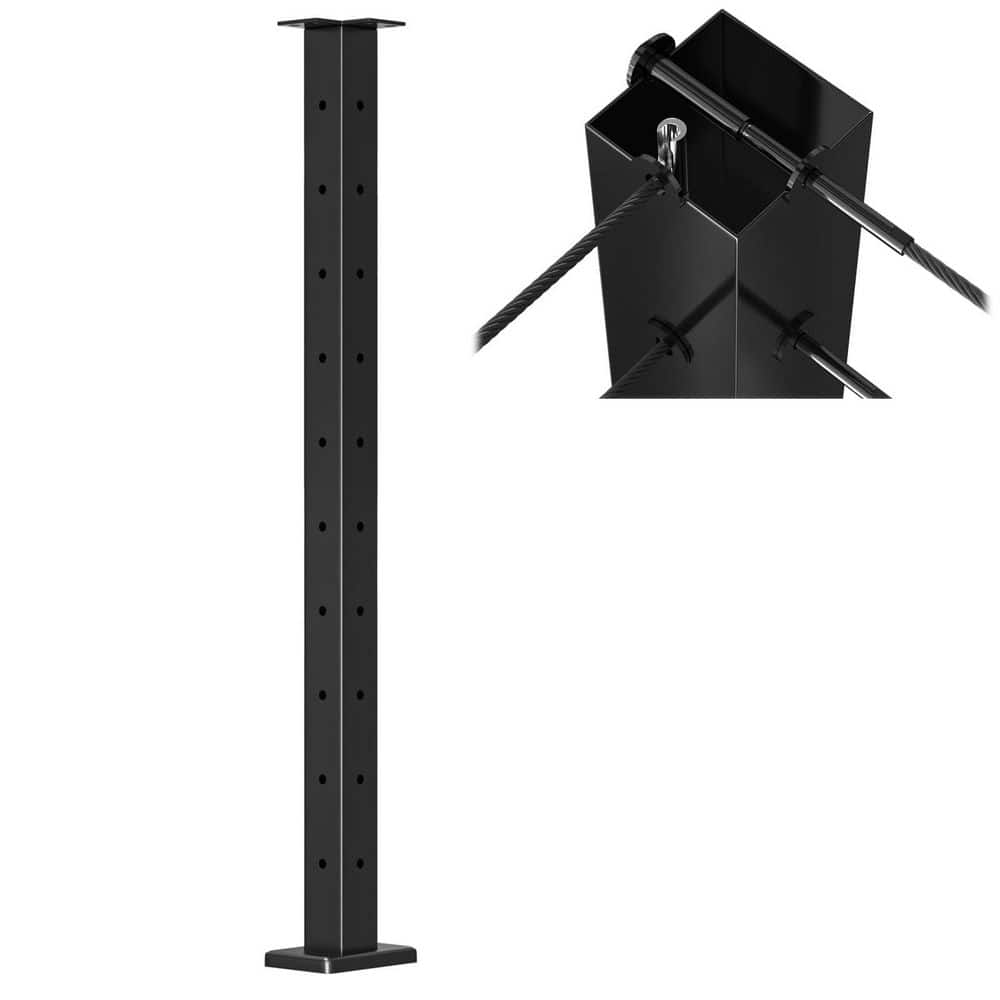 36 in. Stainless Steel T-Drilled Corner Post Surface Mount Cable ...