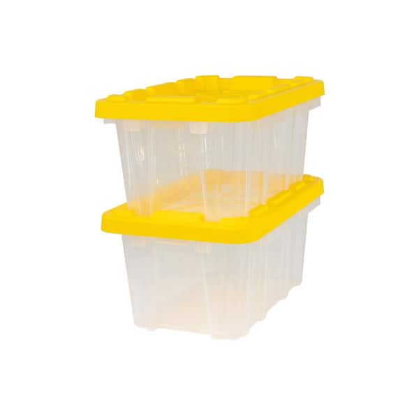 HDX 6.5-Qt Tough Storage Tote in Clear with Yellow Lid 999-6QT-C-HDX ...
