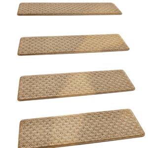 PURE ERA Diamond Trellis Dark Beige 8 in. x 30 in. Carpet Stair Tread ...