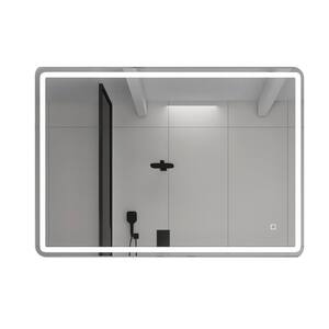 Fab Glass and Mirror LED Lighted Frameless Round Bathroom Wall Mounted ...
