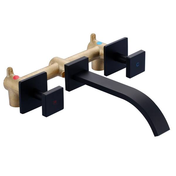 AVITAS Waterfall Double Handle Wall Mounted Bathroom Faucet with Rough ...