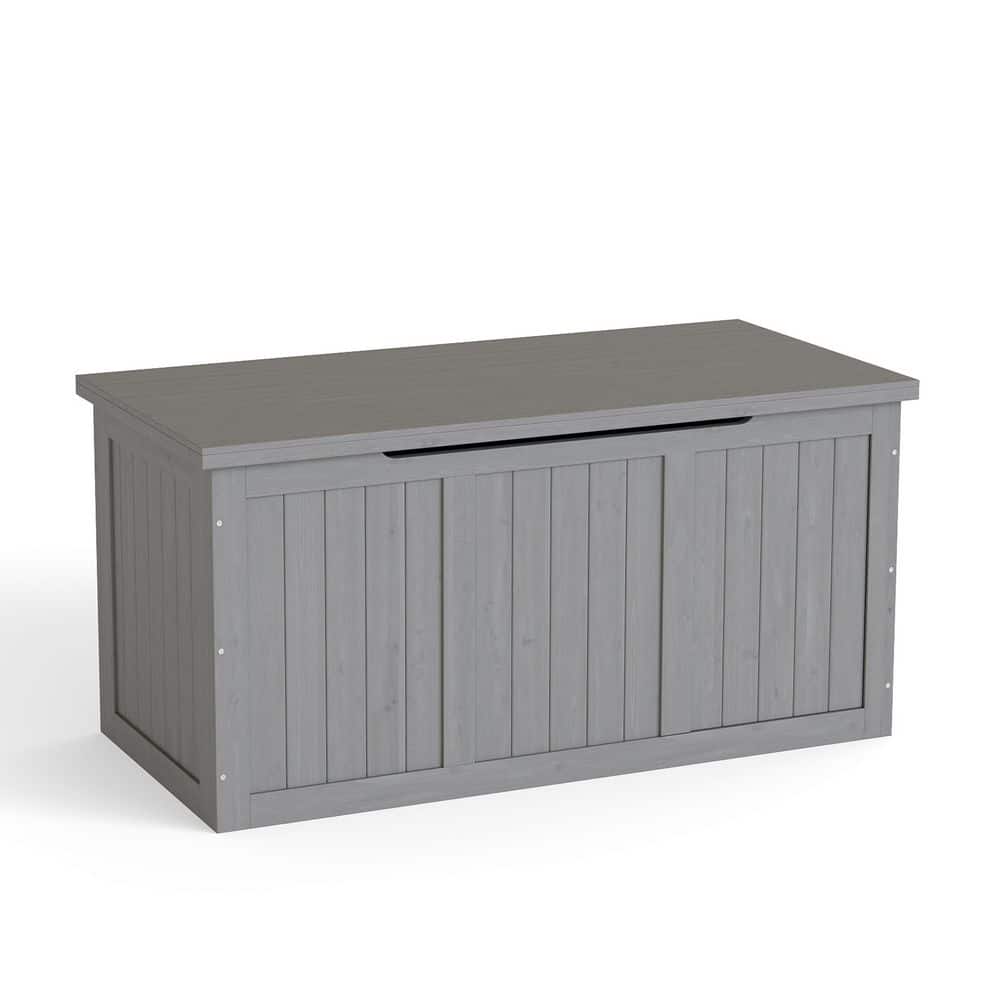 Gray 67 Gal. Fir wood Weather-Resistant Outdoor Deck Box, Solid Wood ...