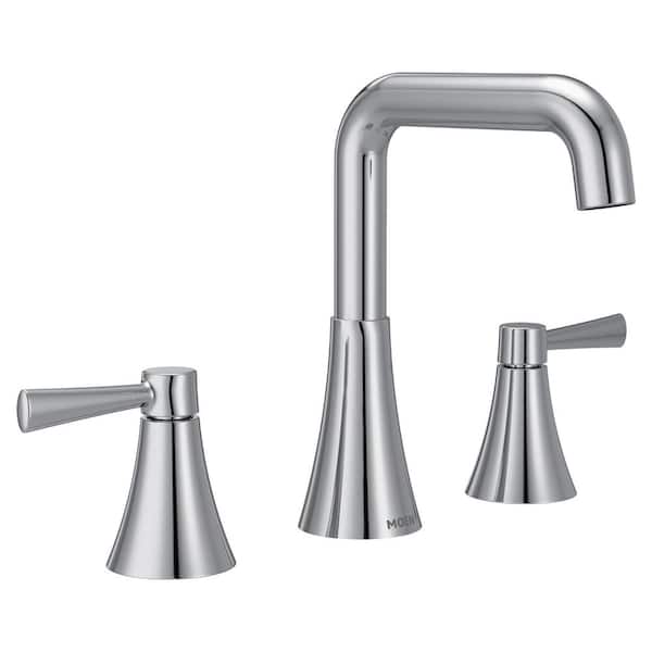 MOEN Ronan 8 in. Widespread 2-Handle Bathroom Sink Faucet with Double ...