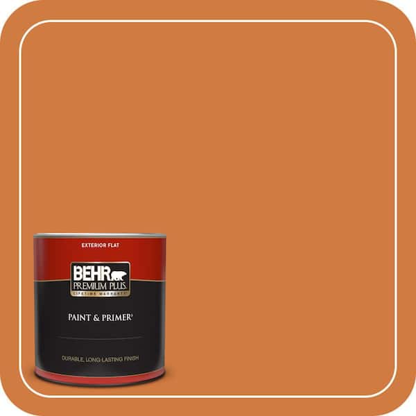 BEHR PREMIUM PLUS 1 qt. #250D-6 Maple Leaf Flat Exterior Paint & Primer ...
