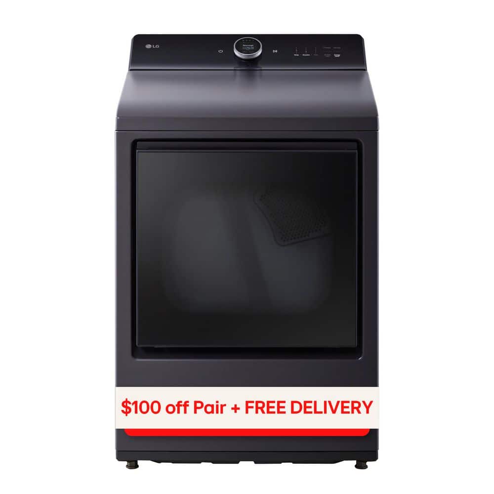 LG 7.3 cu. ft. Vented SMART Electric Dryer in Matte Black with EasyLoad ...