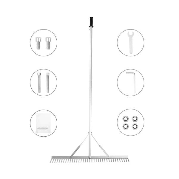 SKONYON Landscape Rake 36 in. Aluminum Lake Weed Rake with 75 in ...