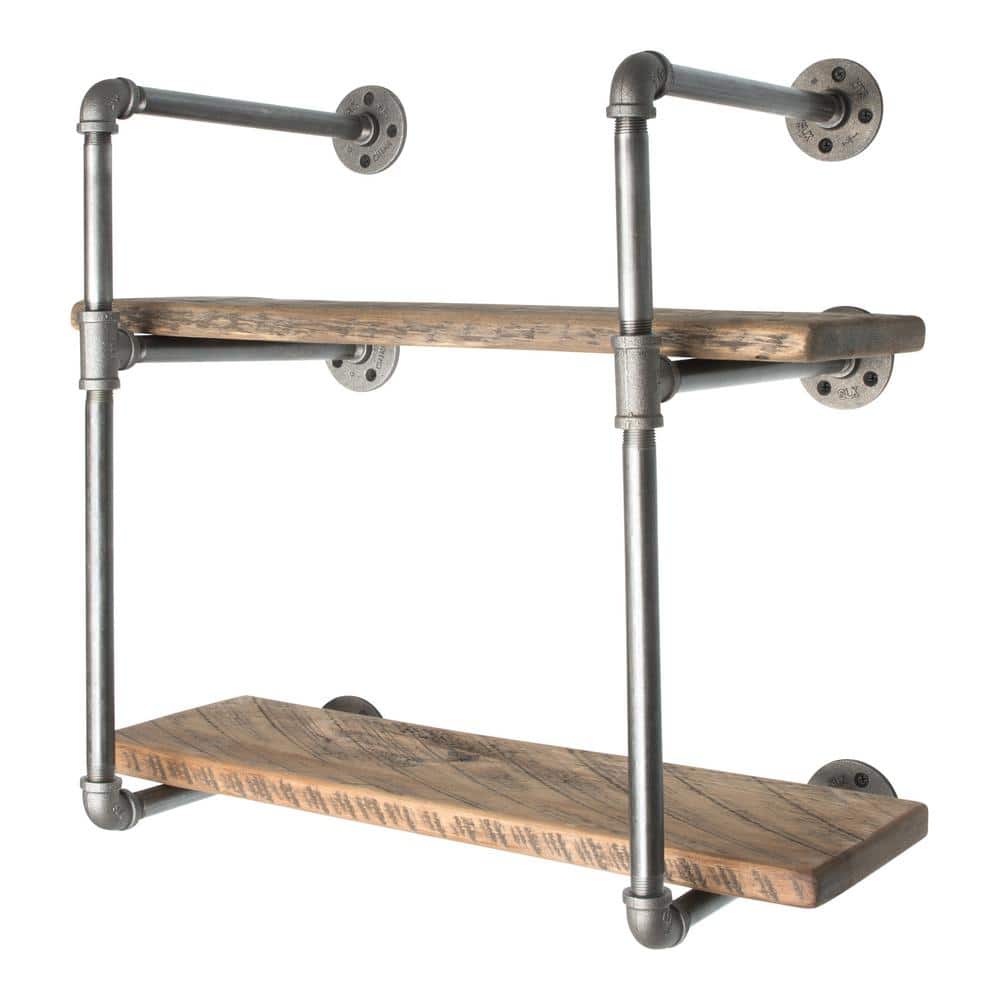 PIPE DECOR 1/2 in. x 11.75 in. D x 22 in. H Black Steel Pipe Wall ...