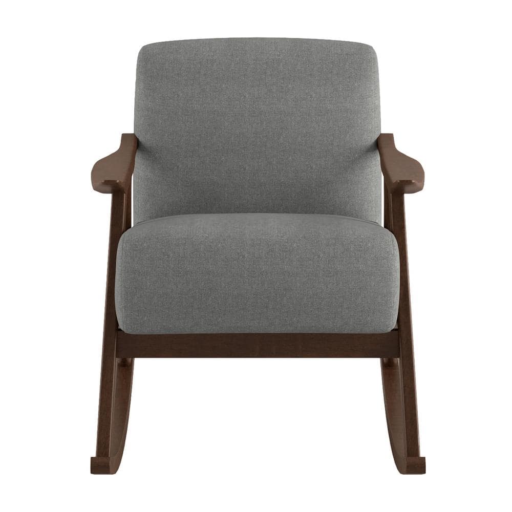 EVERGLADE HOME Bracco Gray Mid-Century Fabric Upholstery Solid Wood ...