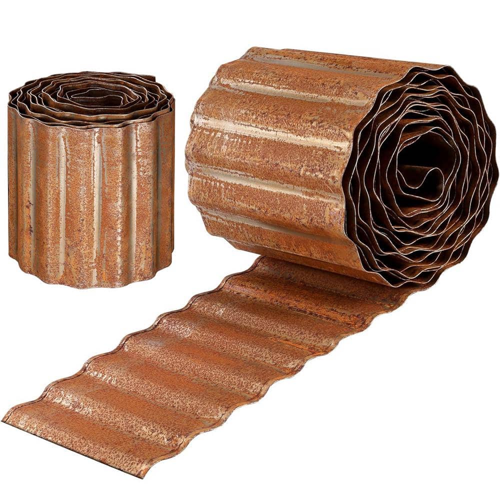 ATENGNES 4 in. x 120 in. Sturdy Corrugated Rusty Metal Garden Landscape ...