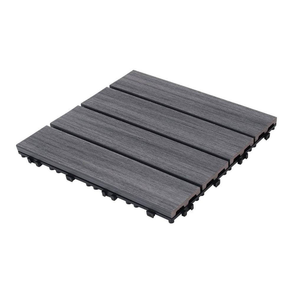 Tunearary 11.8 in. x 11.8 in. Outdoor Patio Natural Ash Wood Plastic ...