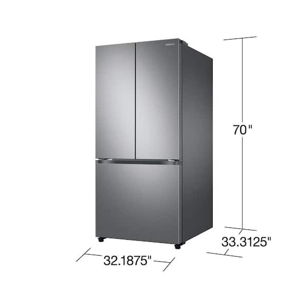 Samsung 25 cu. ft. Standard Depth 3-Door French Door Smart Refrigerator ...