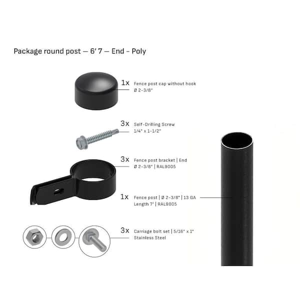 TARTER Square 2-3/8 in. x 2-3/8 in. x 6 ft. 7 ft. Poly Cap End Fence ...