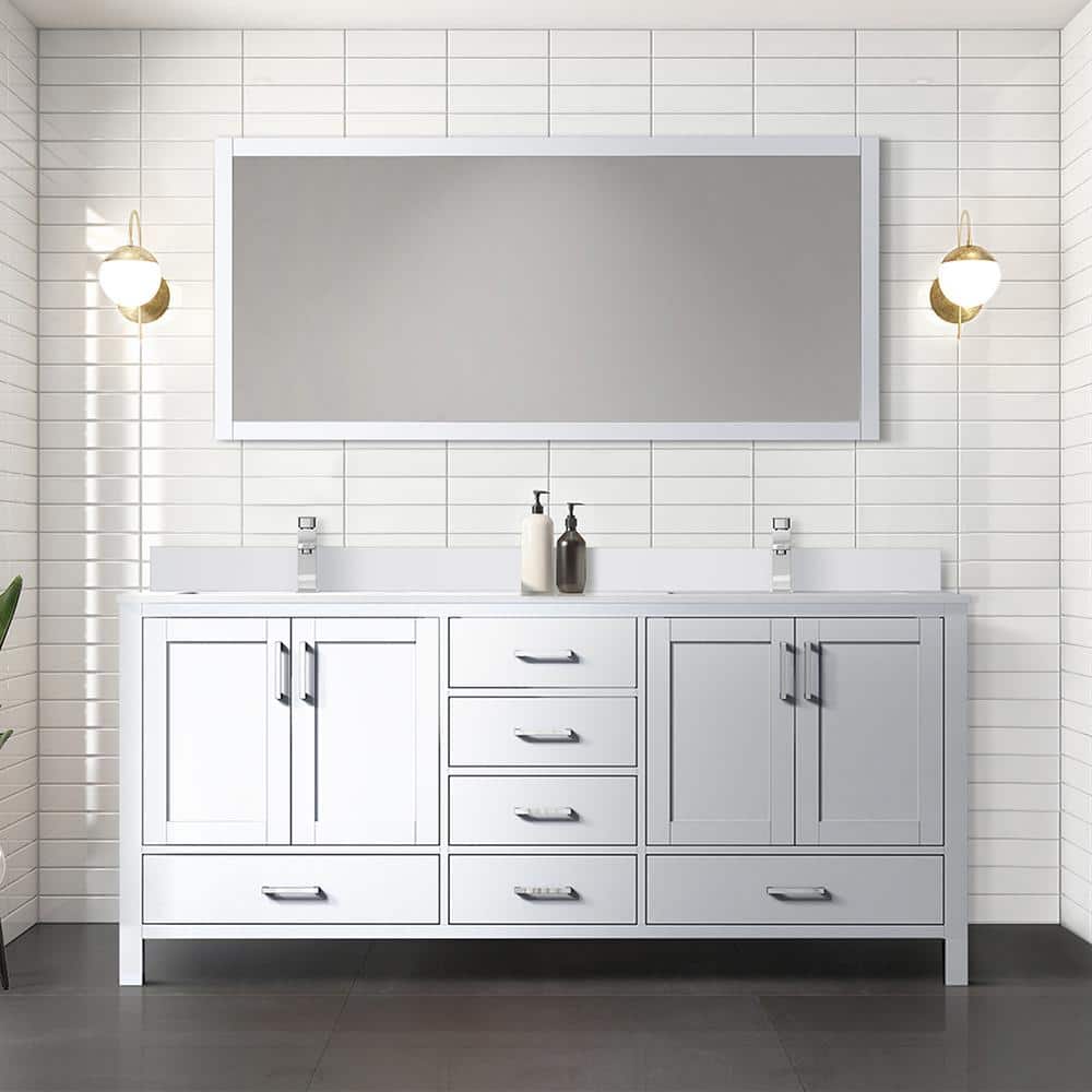 Reviews for Lexora Jacques 72 in. W x 22 in. D White Double Bath Vanity ...