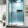 Lonni 50 in.-54 in. W x 71 in. H Pivot Swing Semi-Frameless Shower Door in Matte Black with ...