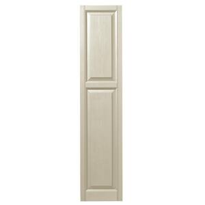 Ply Gem 12 in. x 59 in. Raised Panel Polypropylene Shutters Pair in Sand Dollar VINRP1259 CRM