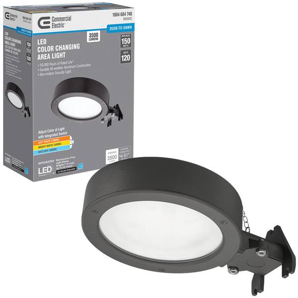 Commercial Electric 11 in. Bronze Outdoor Integrated LED Security ...