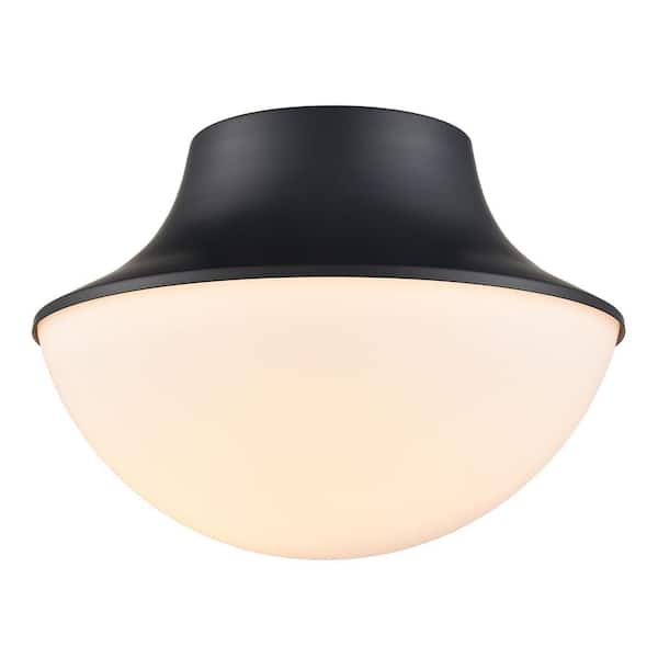 CLAXY 11.02 in. 1-Light Black Finish Modern Flush Mount with Metal Shade and No Bulbs Included ...