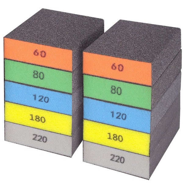 10-Pack Assorted Grit Sanding Sponge Blocks, Washable and Reusable Wet ...