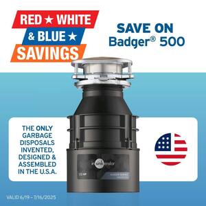 InSinkErator Badger 500, 1/2 HP Continuous Feed Kitchen Garbage ...