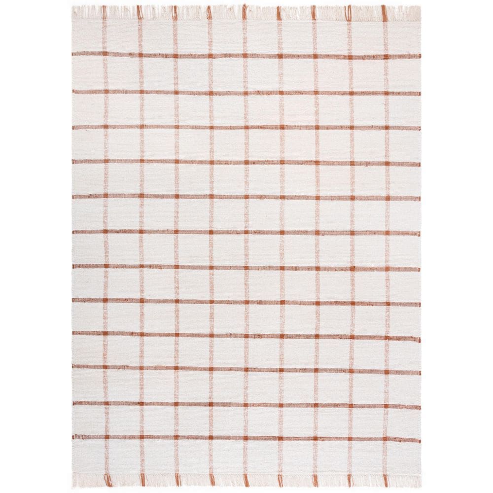 SAFAVIEH Montauk 8 ft. x 10 ft. Ivory/Rust Geometric Lattice Area Rug ...